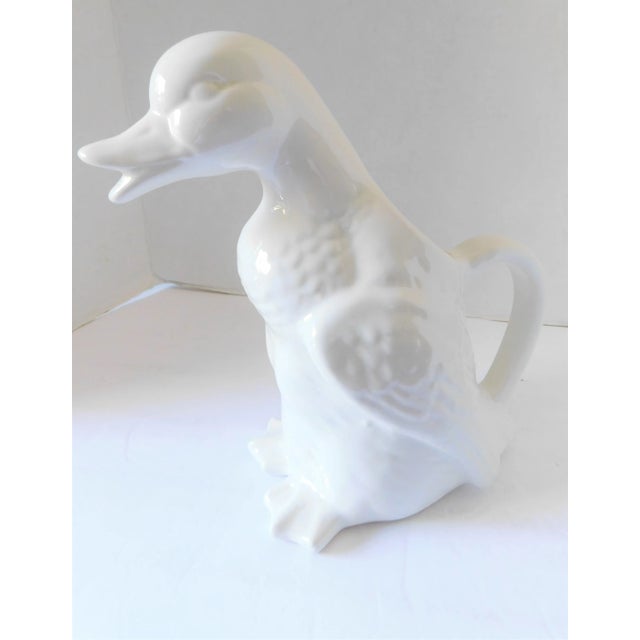 White Ceramic Vintage Duck Pitcher | Chairish