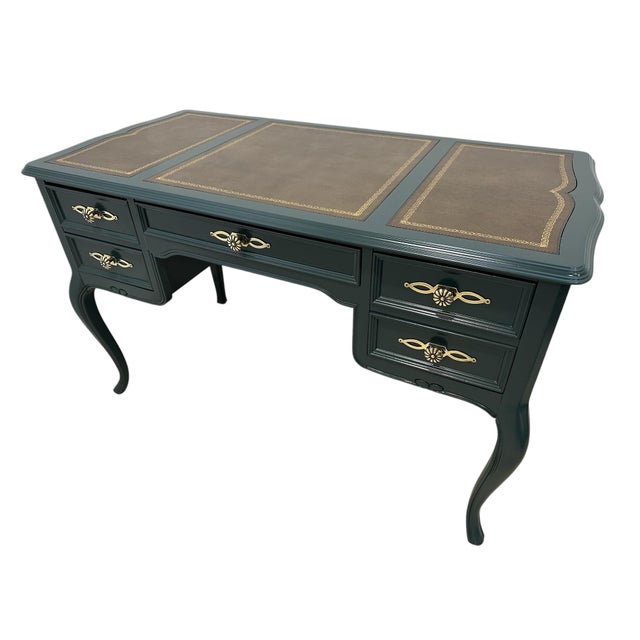 1970s Sligh Furniture Green Writing Desk, Newly Refinished | Chairish