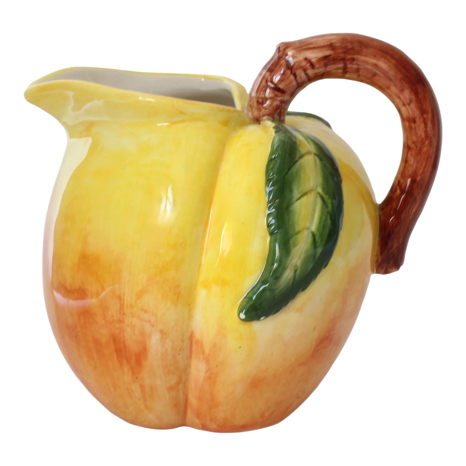 Midcentury Italian Majolica Peach Jug | Chairish