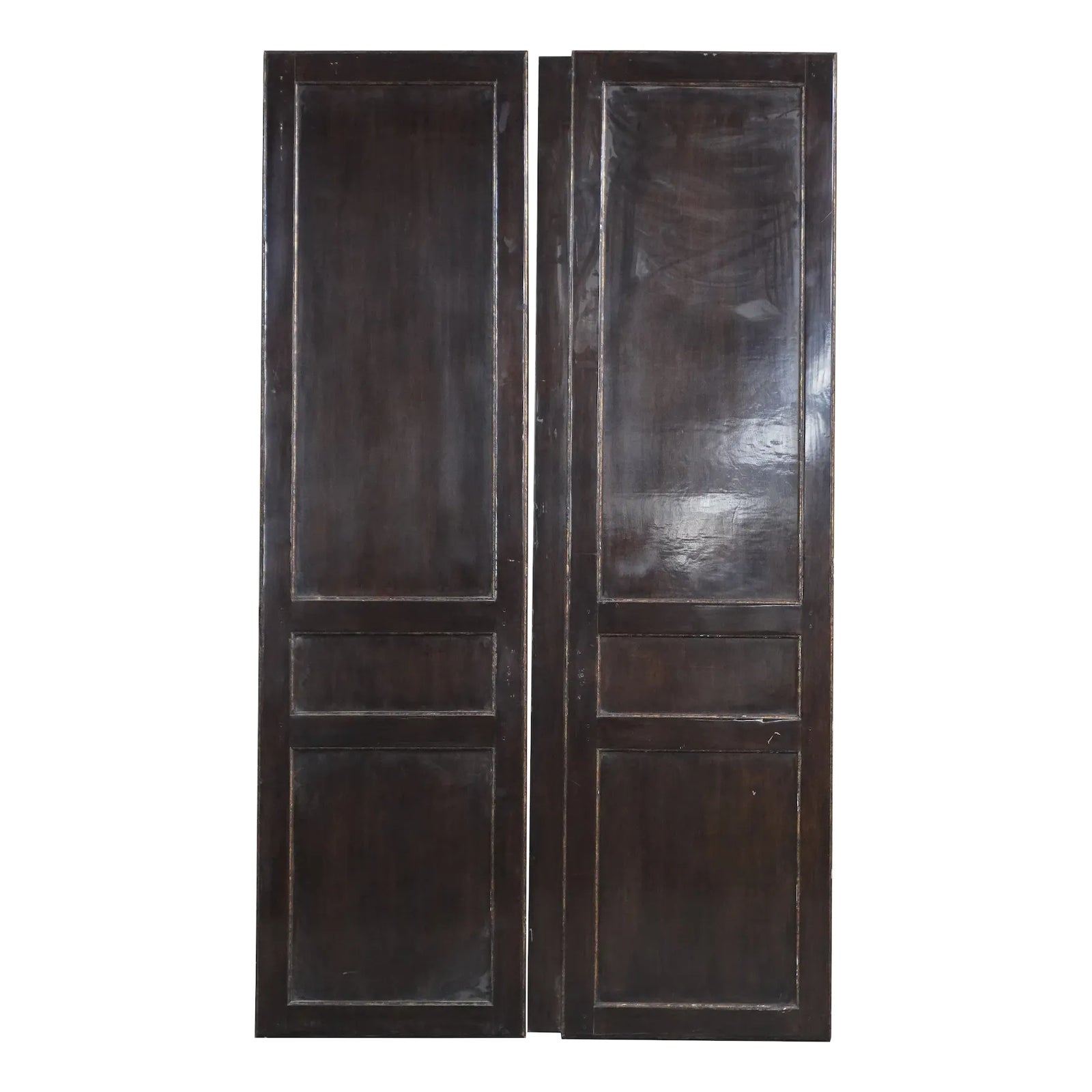 Late 20th Century Tall Continental 2 Panel Highly Polished Wood Screen ...