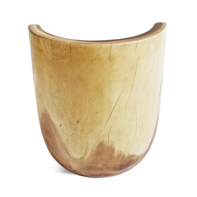 Monkey Pod Wood Scoop Seat | Chairish