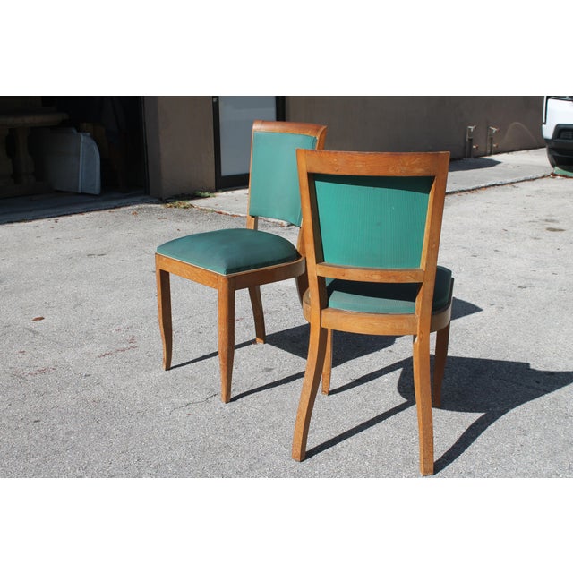 C1940's French Art Deco Low Back Walnut Dining Chairs Style Leleu Set ...