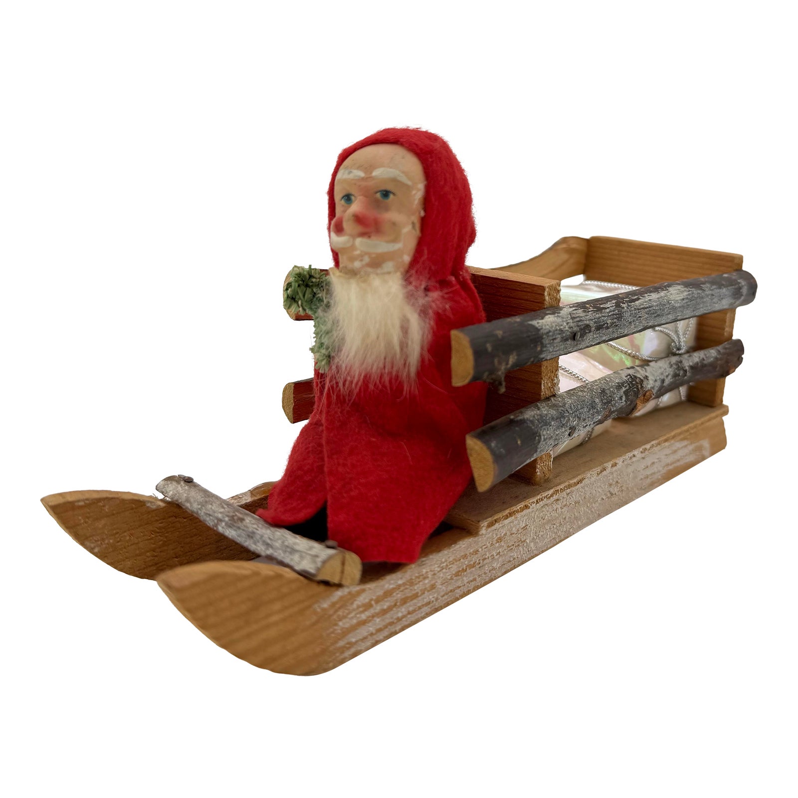 Vintage Mid-Century German Santa in Wooden Twig Sled – Folk Art ...
