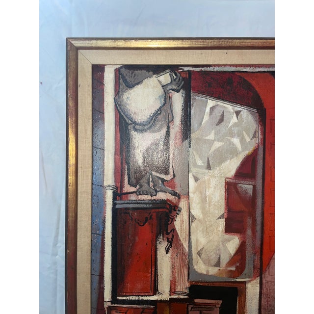 1951 Original Modernist Painting of a Building Facade by American ...