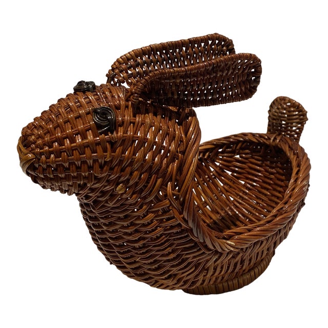 Late 20th Century Wicker Bunny Basket | Chairish