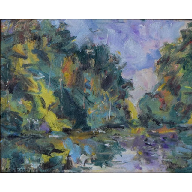 Contemporary Post Impressionist Landscape Painting With Lake | Chairish