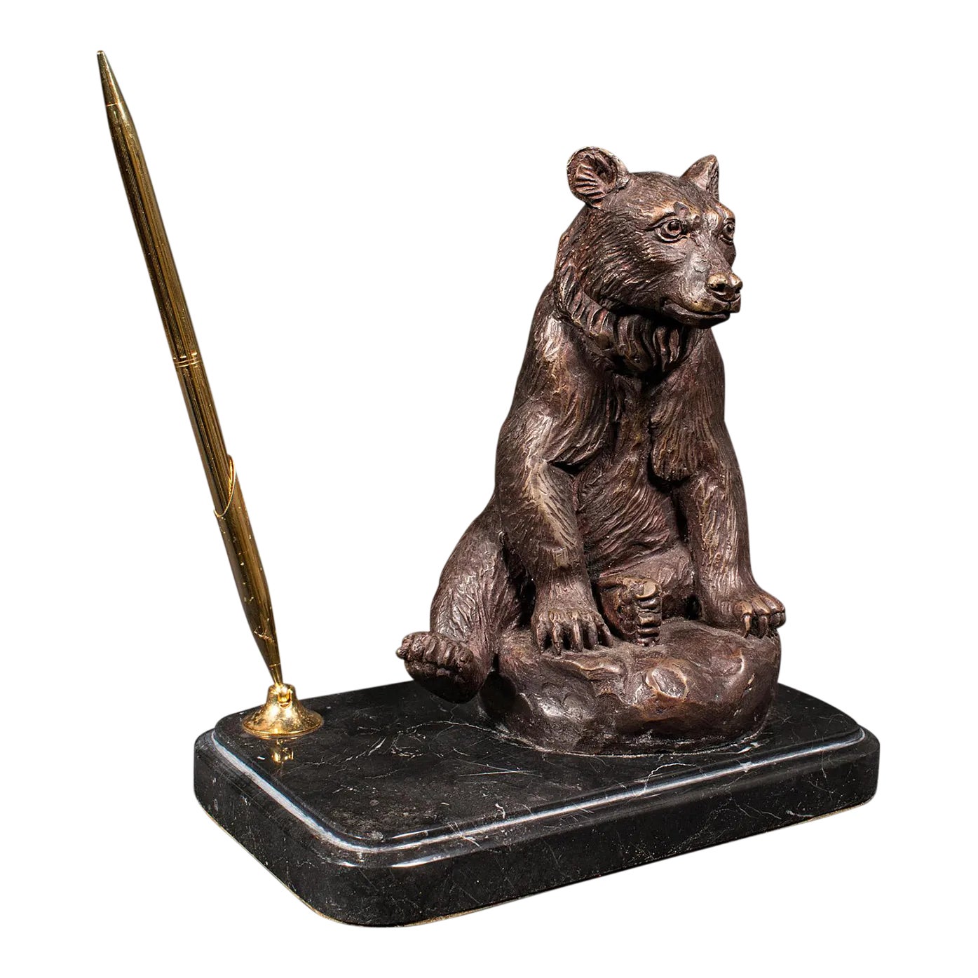 Late 20th Century Vintage Black Forest Bear Pen Rest, German, Bronze ...