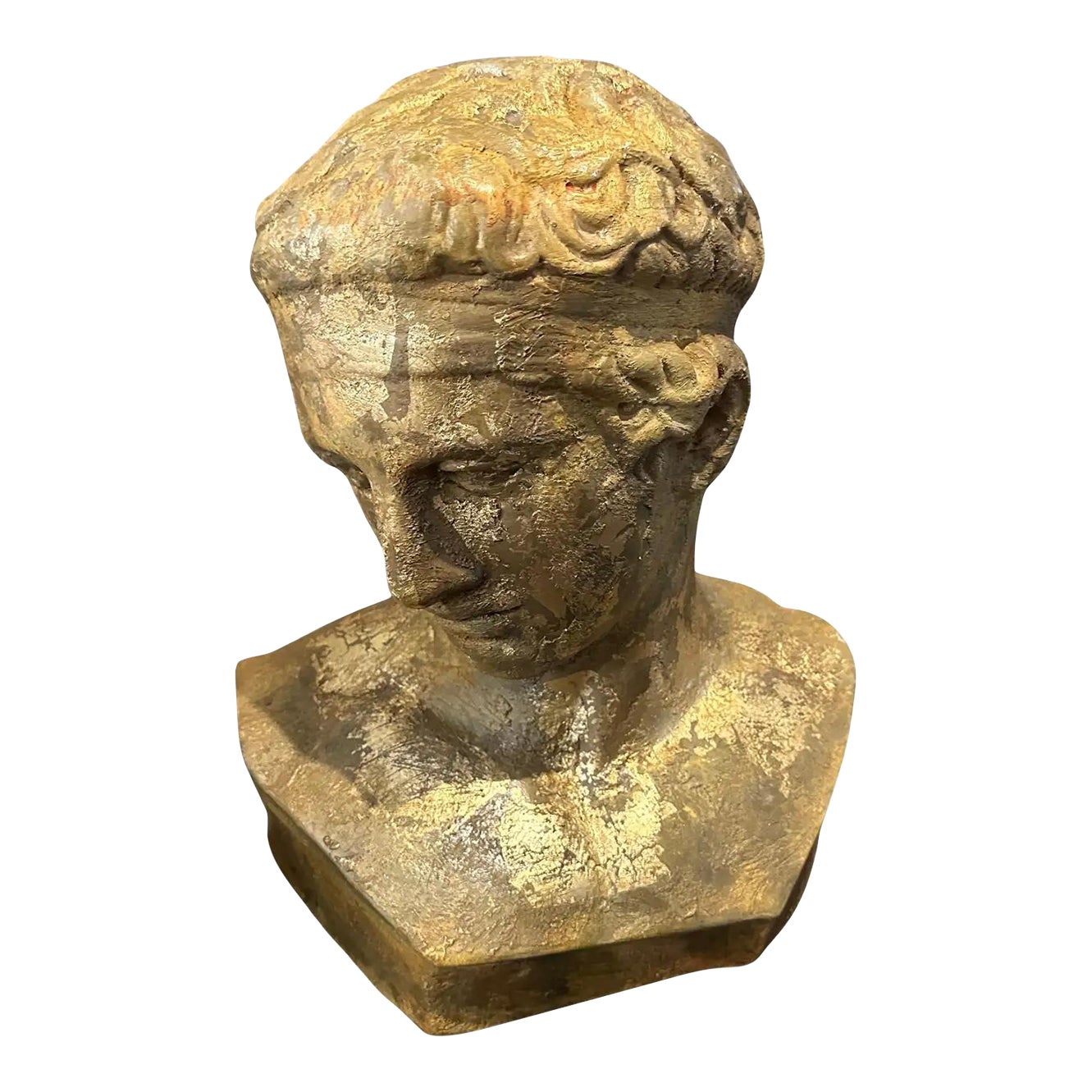 1950s Neo Classical Gold Patinated Plaster Bust of Diadumeno | Chairish