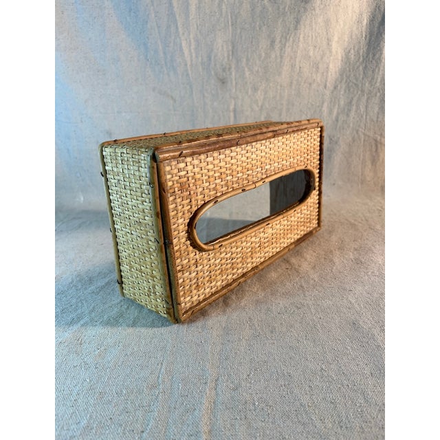 Mid-Century Modern Wicker and Bamboo Facial Tissue Box Cover | Chairish