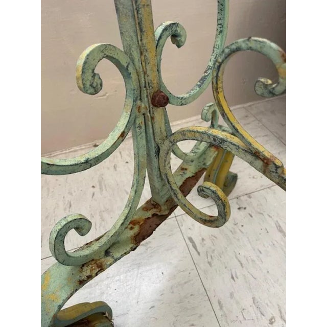 Vintage Green Metal Iron Scroll Ornate Patio Console Table | Chairish