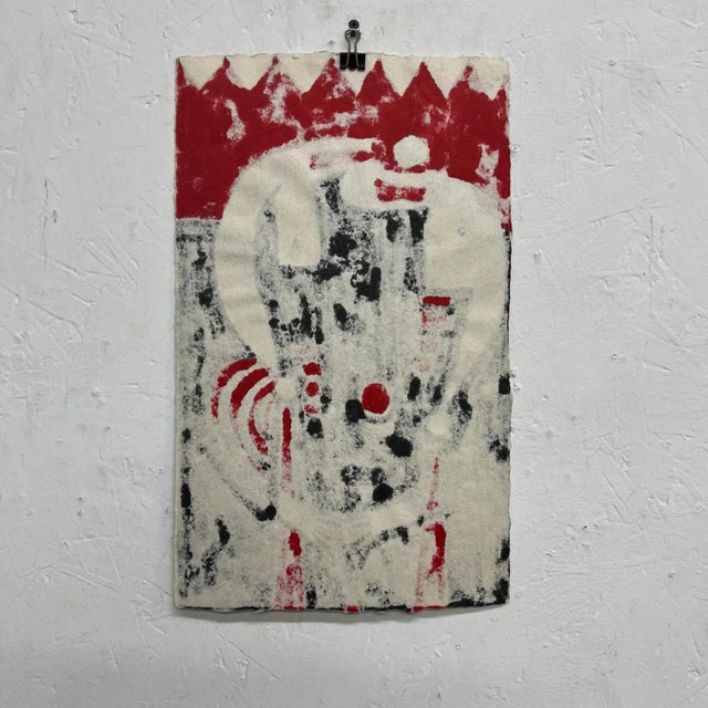 2011 Modern Art Black & Red Ink Drawing Oaxaca Mexico | Chairish