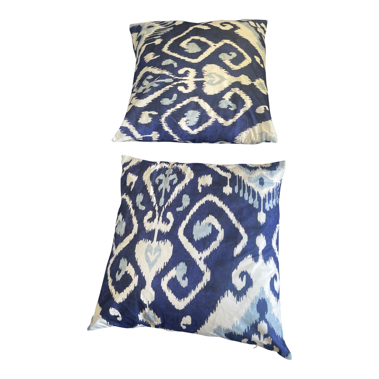 Navy & White Ikat Throw Pillows- Set of 2 | Chairish