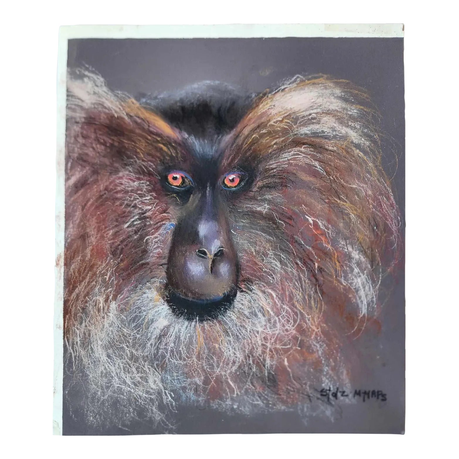 1990s Soft Pastel Monkey on Acrylic Base | Chairish