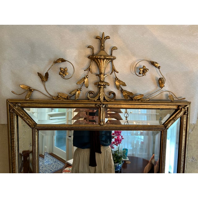 Vintage Adams Style Gold Mirror With Beveled Panels | Chairish