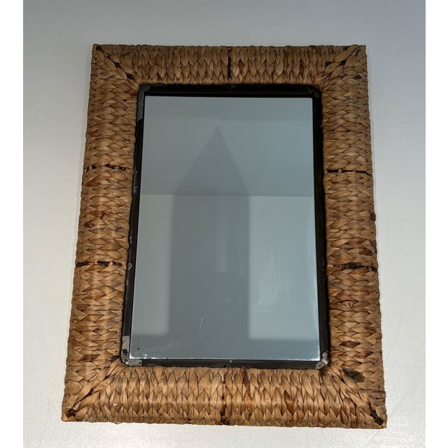 1970s Large Rectangular Rope Mirror | Chairish