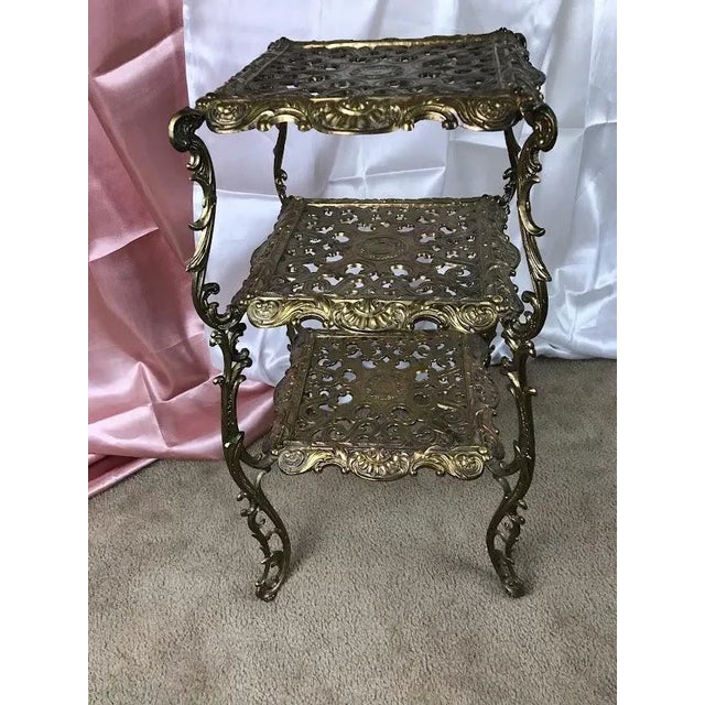 Late 19th Century Vintage Ornate Pierced Brass 3 Tier Table / Pie Stand ...