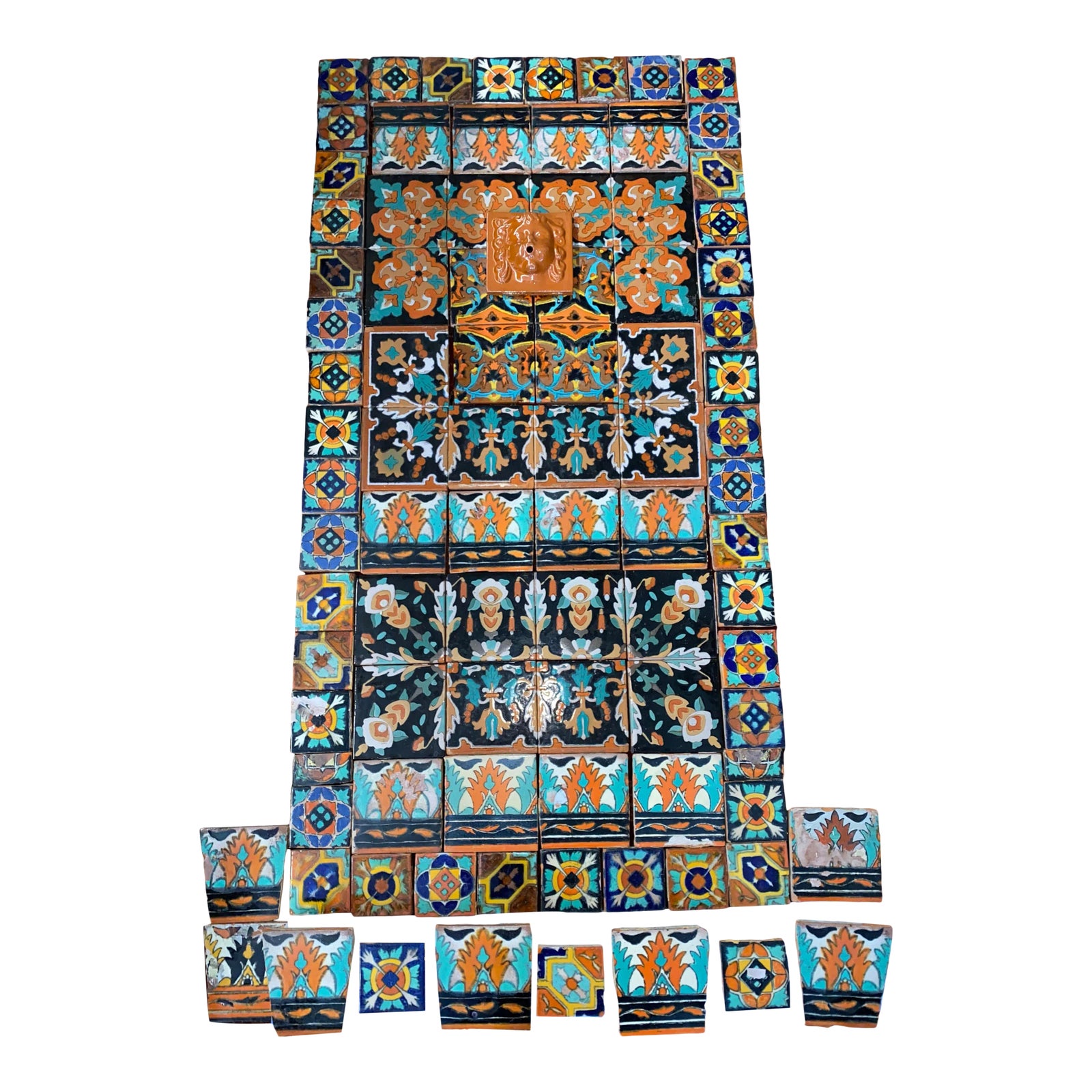 1920s Taylor Tile Co. Spanish Style Wall Tile Fountain | Chairish