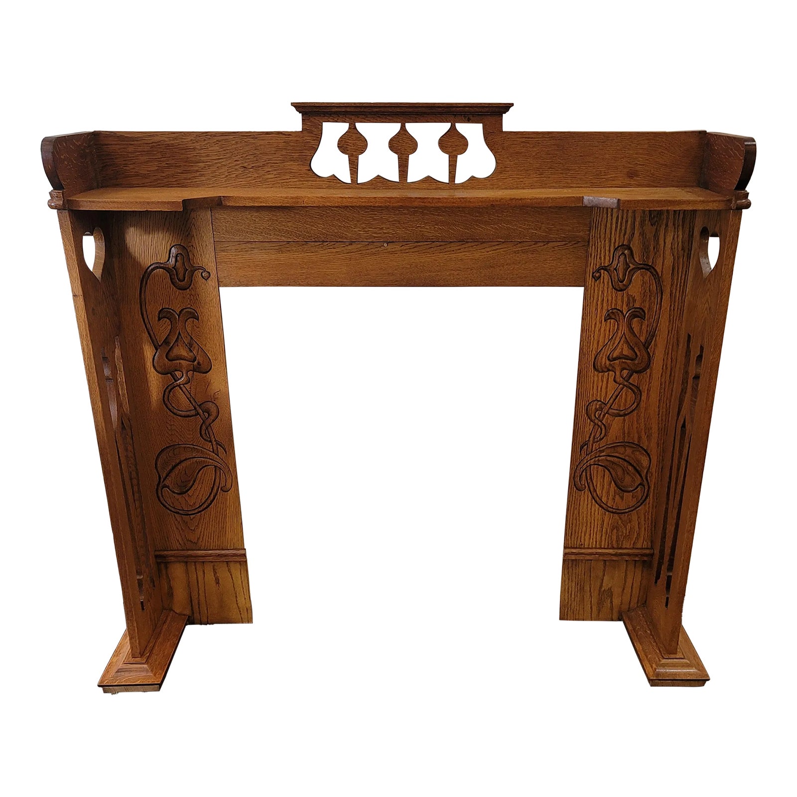 Arts & Crafts Mission Fireplace Mantle Surround Oak | Chairish
