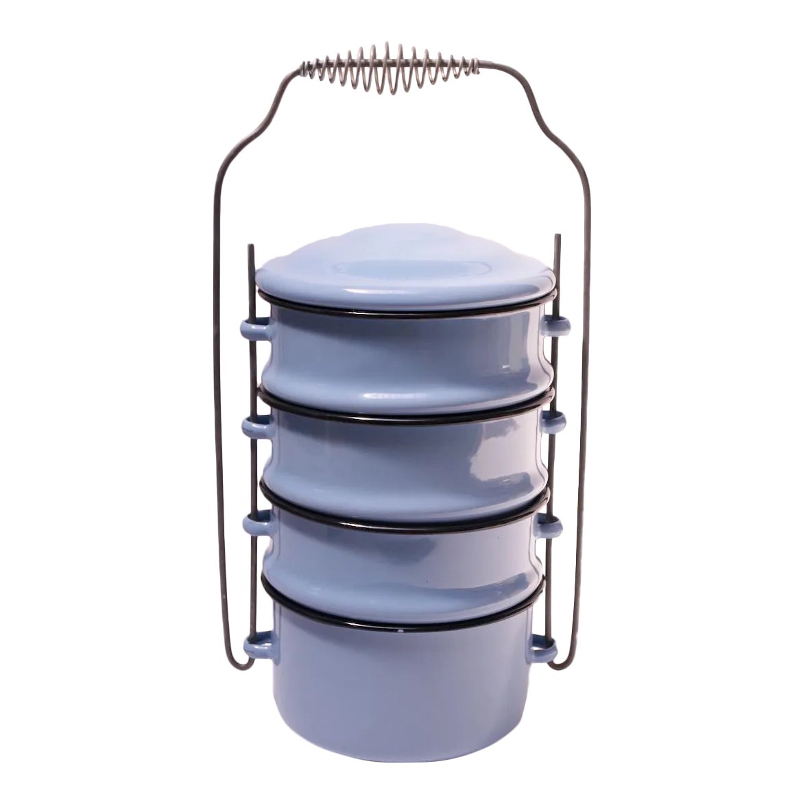 Vintage Blue Enamel Tiffin / Stackable Lunch Pail | Chairish