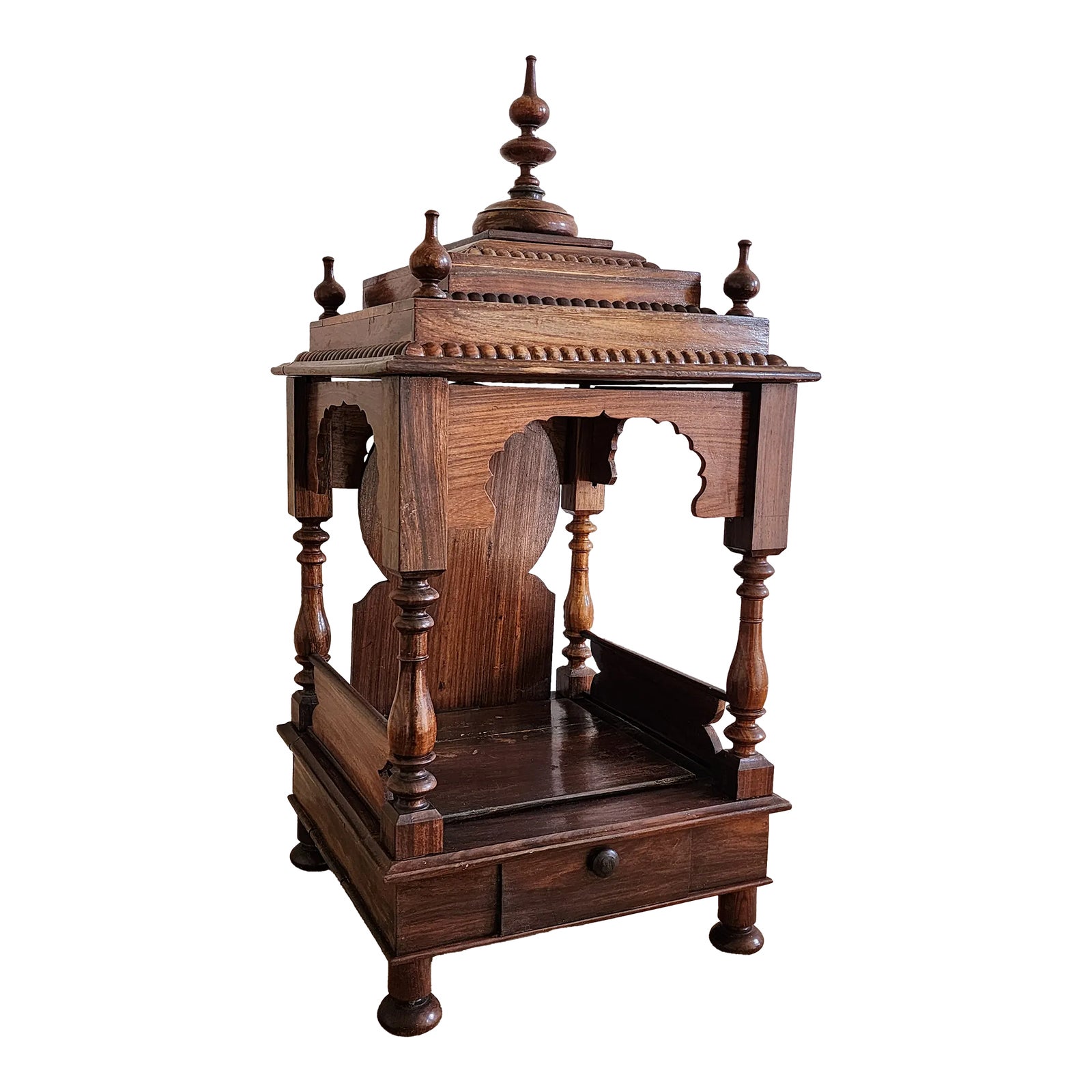 Antique 19th Century Large Hindu Pooja Mandir Rosewood Temple | Chairish