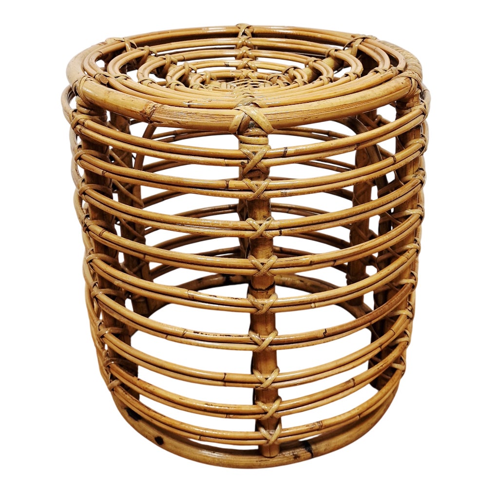 Vintage Wicker and Bamboo Ottoman in the style of Tito Agnoli, Italy ...