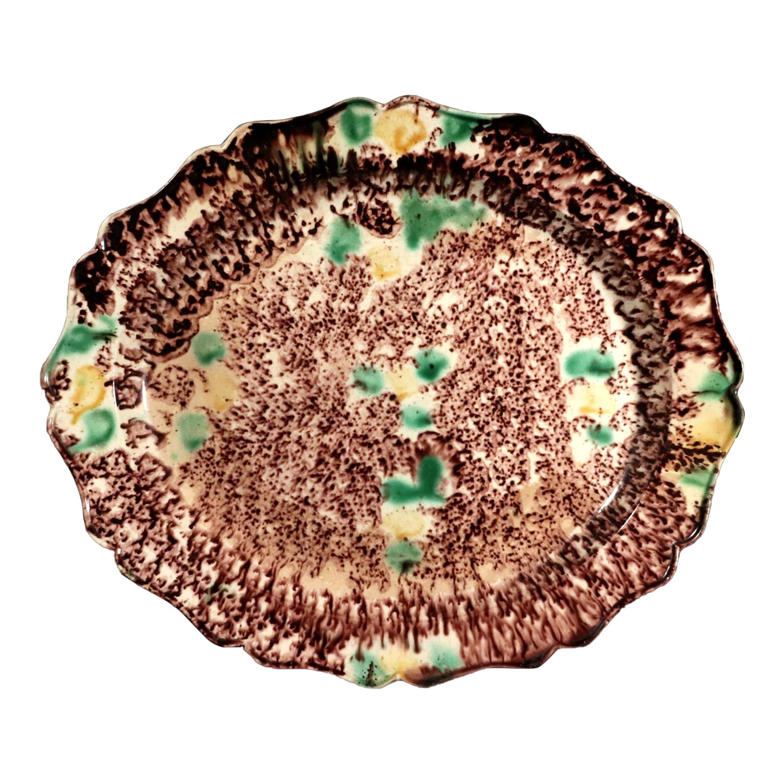 Whieldon-Type Large Creamware Pottery Tortoiseshell Platter | Chairish