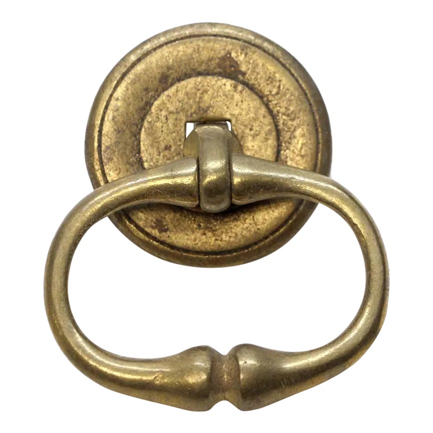 Mid 20th Century Traditional Solid Brass Circular Back Drawer Ring Pull ...