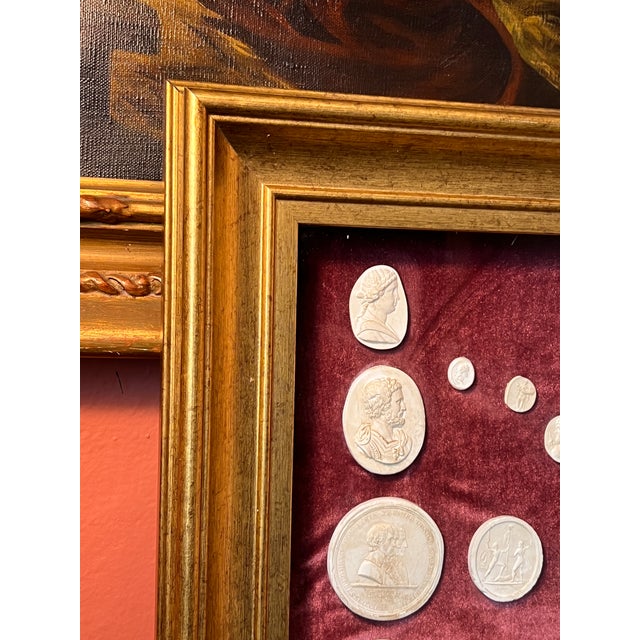 Large Framed Grand Tour Neoclassical Plaster Cast Intaglio Arrangement ...