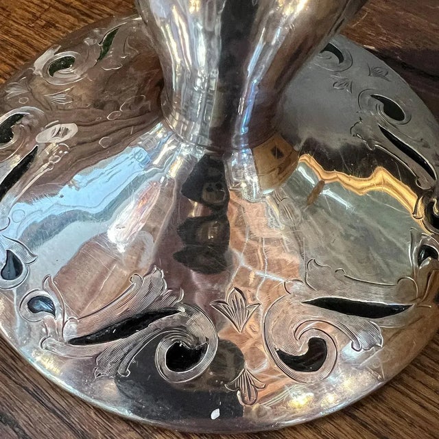 Large American Steuben Emerald Glass and Alvin Sterling Silver Deposit ...