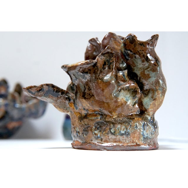 Modernist Ceramic Abstract Studio Pottery Set in Earth and Blue Hues ...