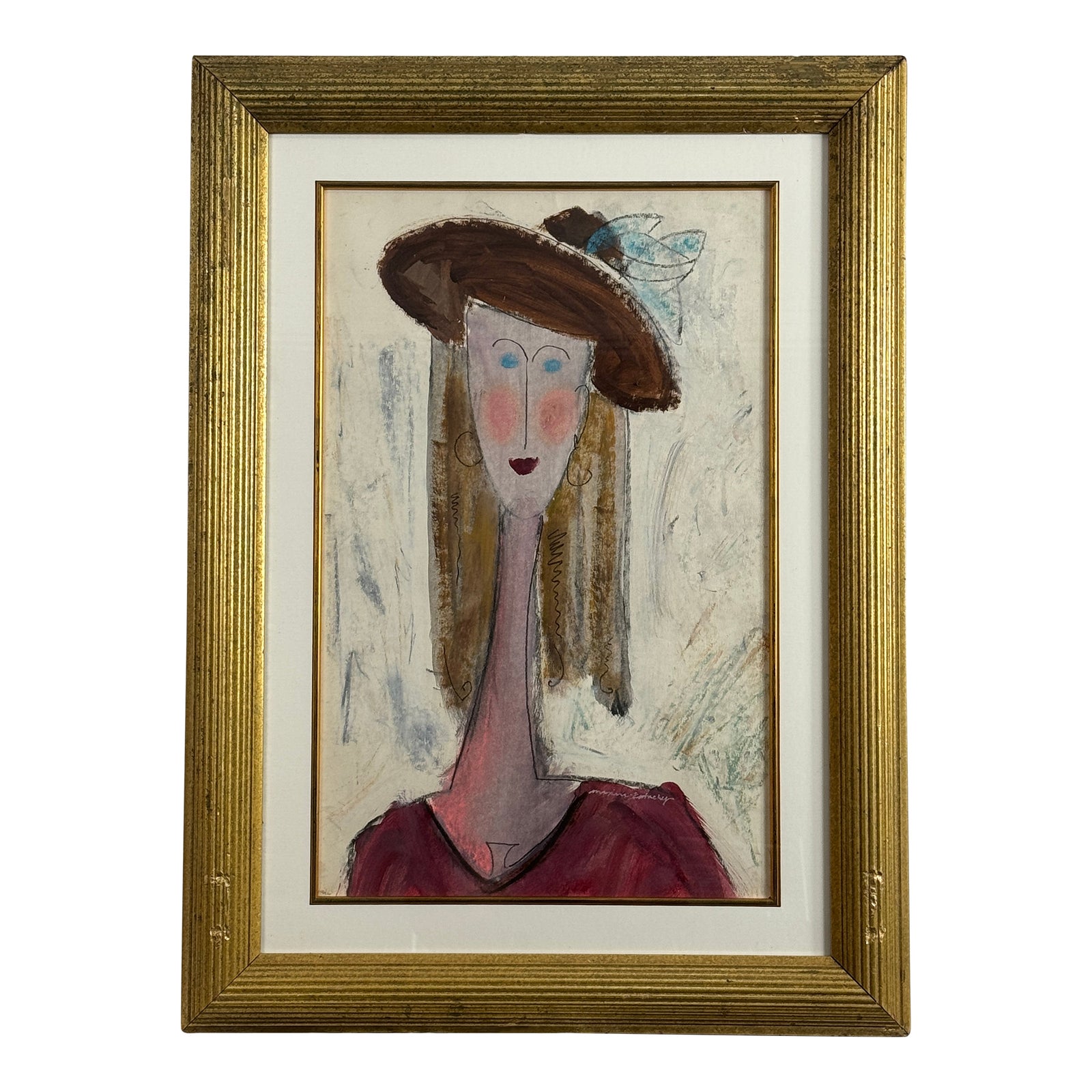 Maxine Estachy French Portrait Painting | Chairish