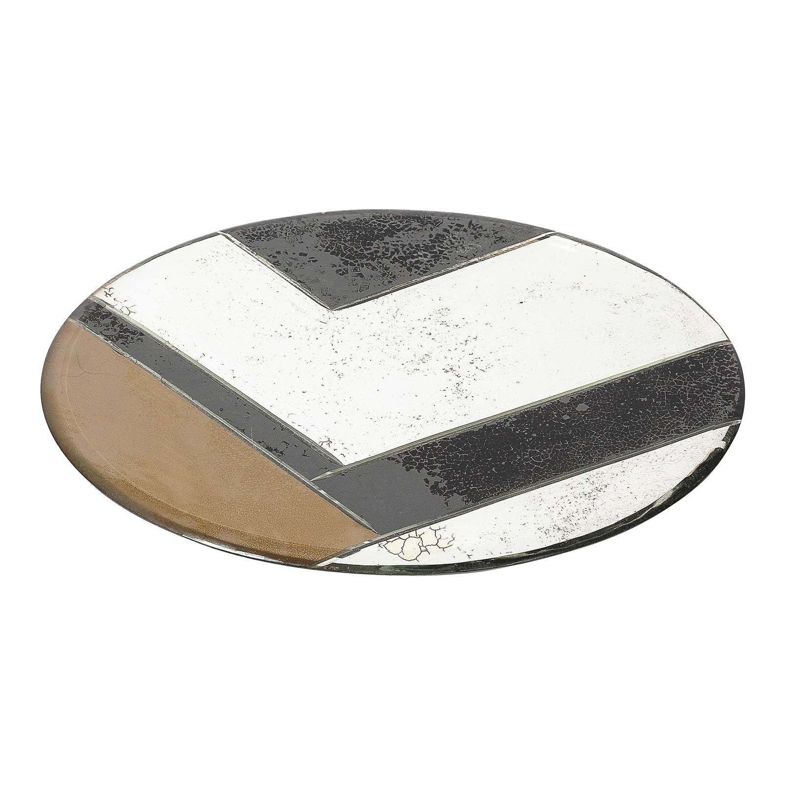Art Deco Oval Geometric Eglomise Tray W/ Reversed Etched & Antique ...