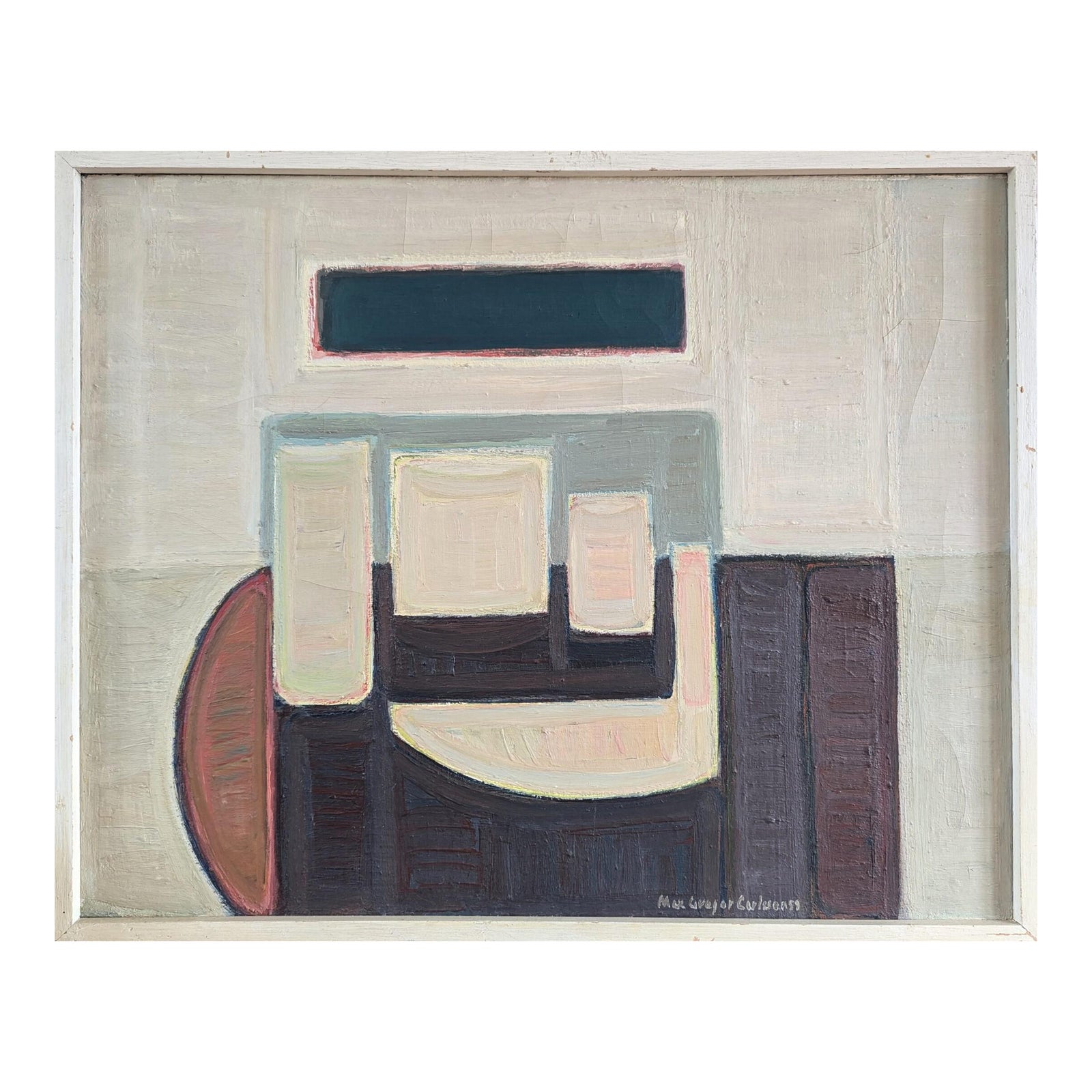 1959 Mid-Century Modern 'Shape & Form' Original Abstract Oil Painting ...