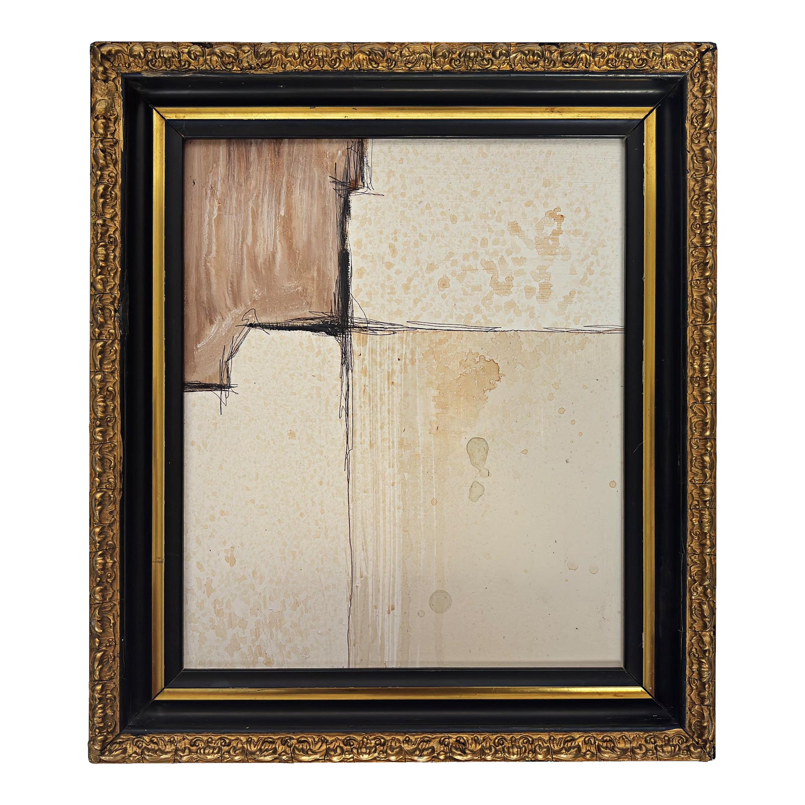 "Titration" Abstract Painting in Antique Frame, Transitional Wall Art ...