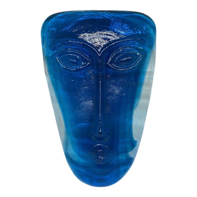 Erik Hoglund for Kosta Boda Glass Portrait Face Mask Sculpture | Chairish