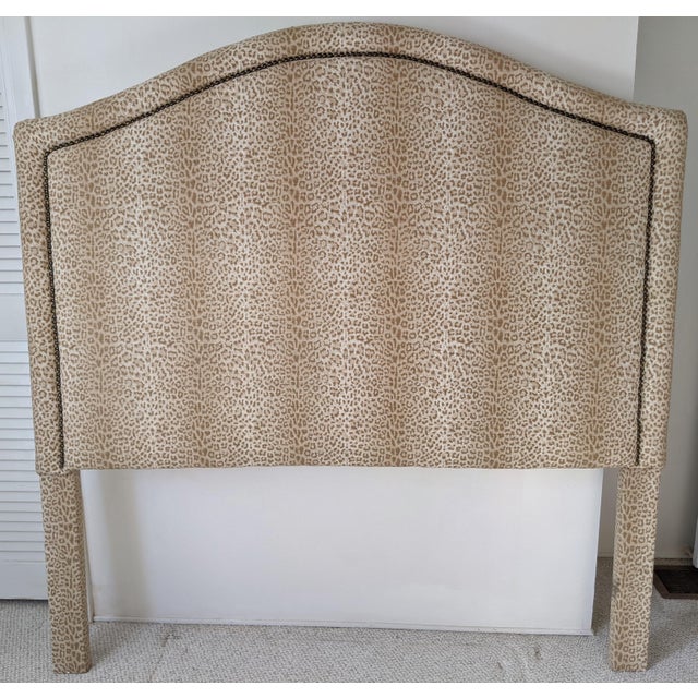 Custom Made Leopard Animal Print Upholstered Queen Headboard | Chairish