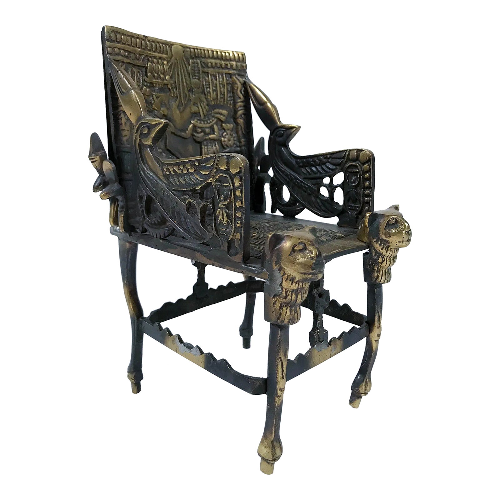 Vintage Brass King Tut Throne Sculpture | Chairish