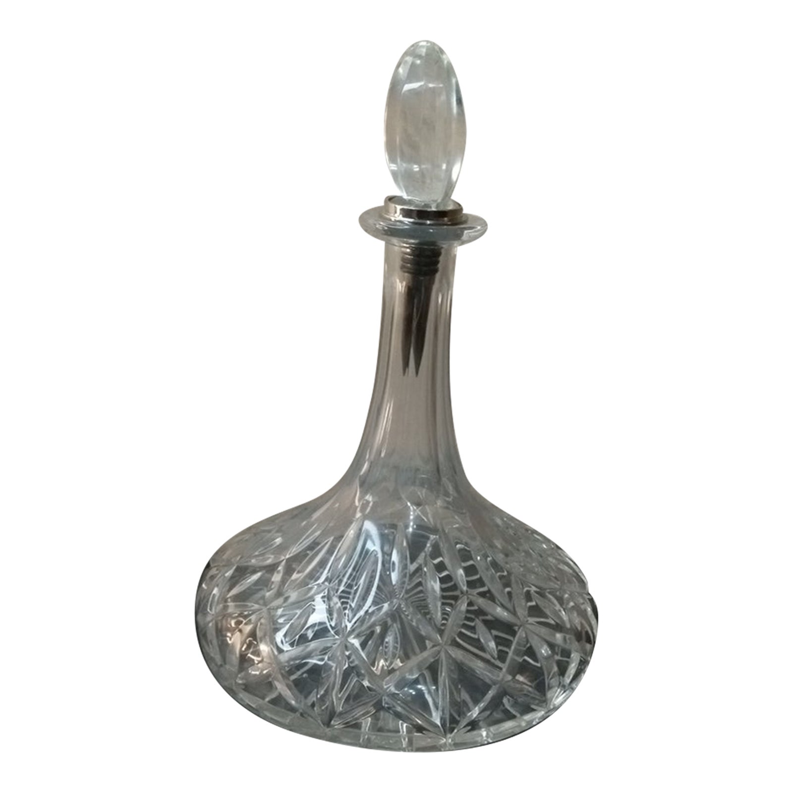 1980s Lenox Cut Crystal Pinwheel Pattern Squat Decanter Bottle | Chairish