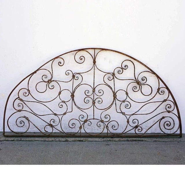 French Colonial Wrought Iron Arched Transom Grille | Chairish