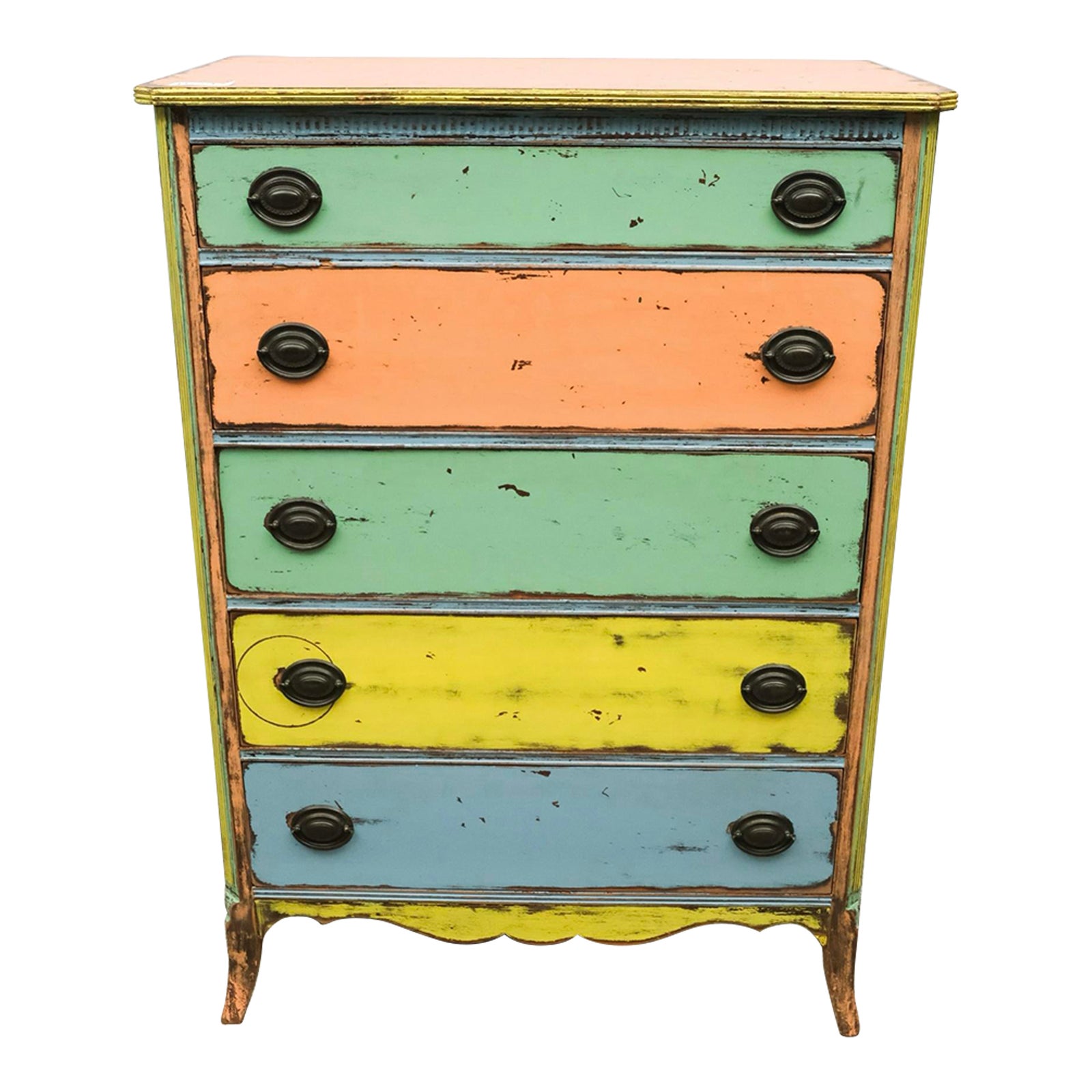 1900s Multi-Pastel Colored Chest of Drawers | Chairish