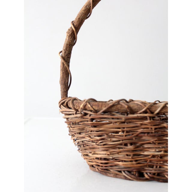 Vintage Rustic Twig Basket | Chairish