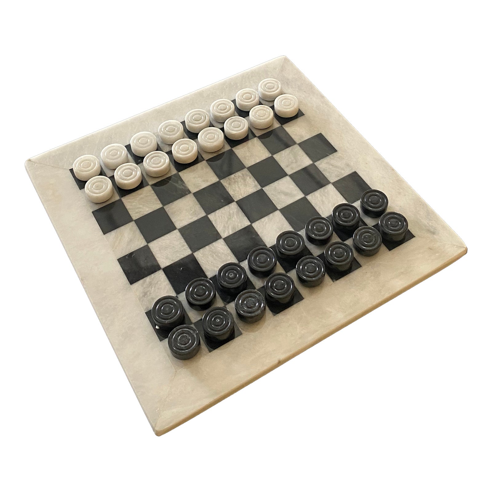 1990s Carved Marble Checkers Game Board | Chairish