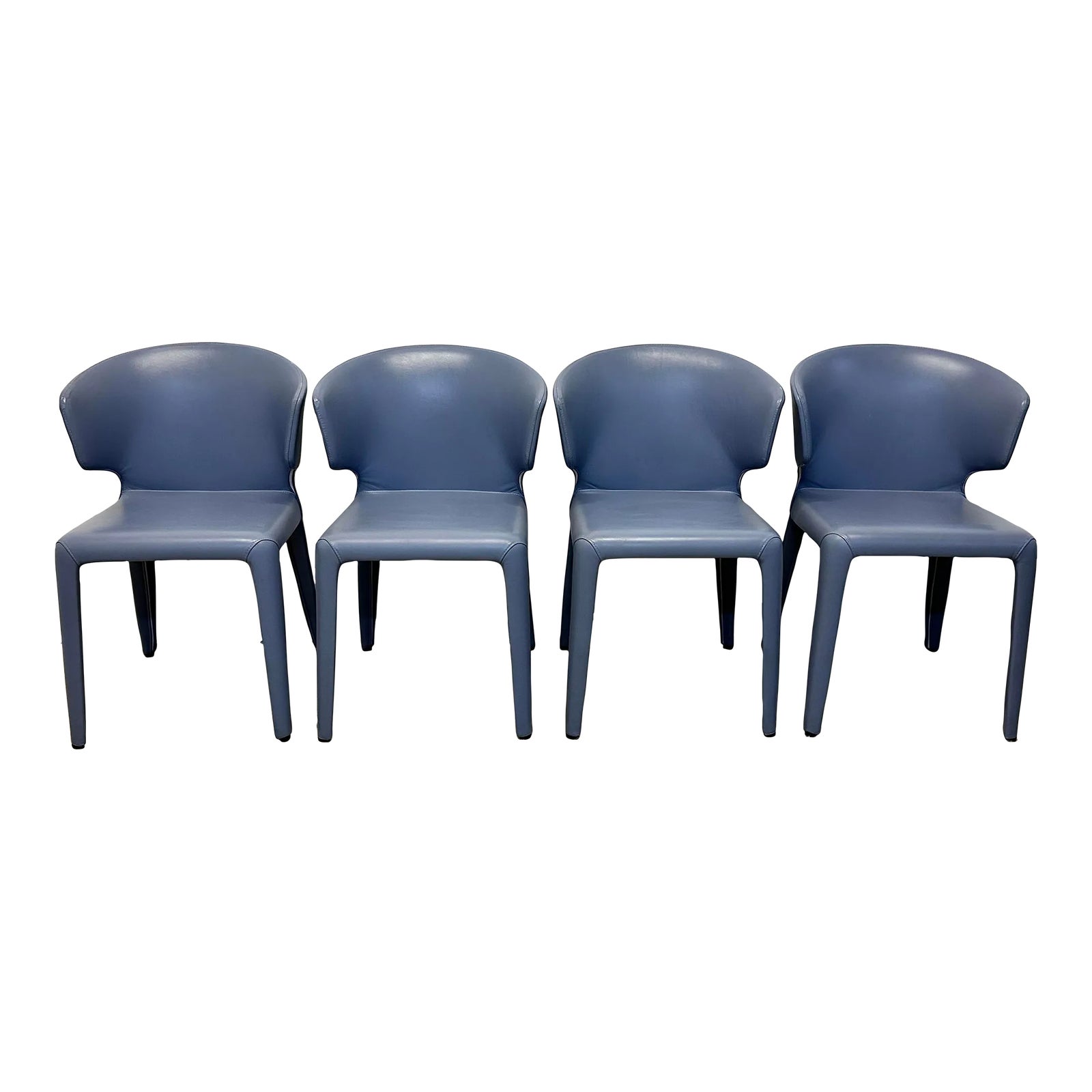 Hannes Wettstein Hola 367” Leather Dining Chairs For Cassina Set Of