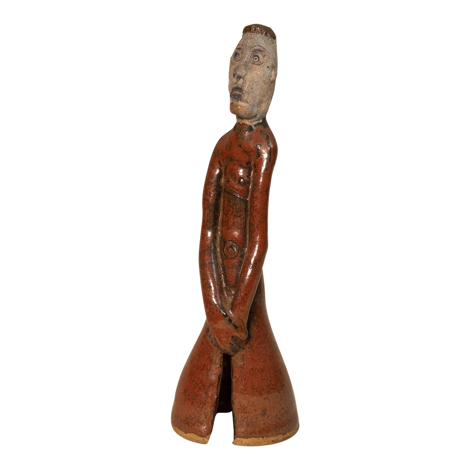 Vintage Figurative Ceramic Sculpture Elongated Standing Figure With ...