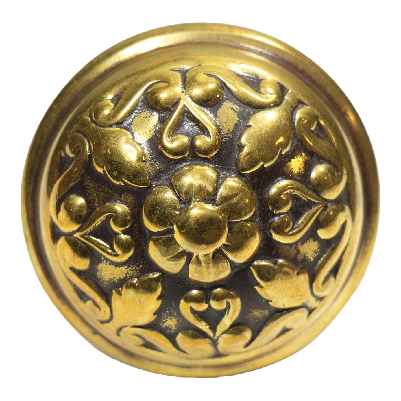 Antique Reading Floral Brass Passage Door Knob | Chairish