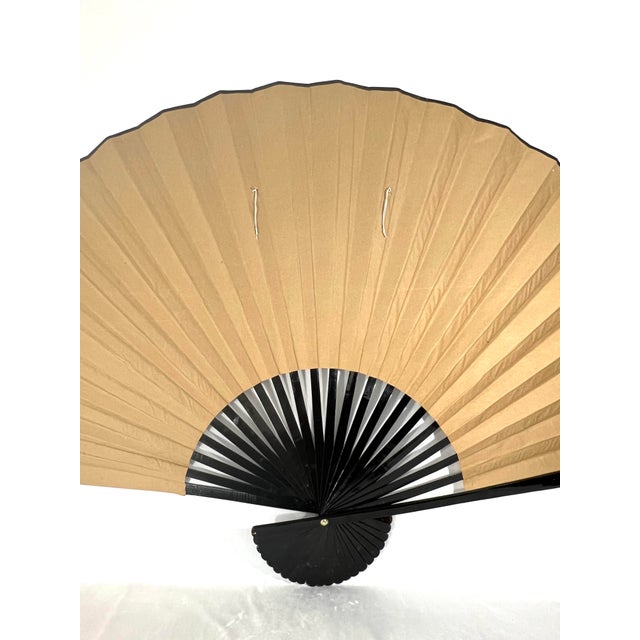 Massive Vintage Gold & Black Lacquer Oriental / Chinese Wall Fan With ...