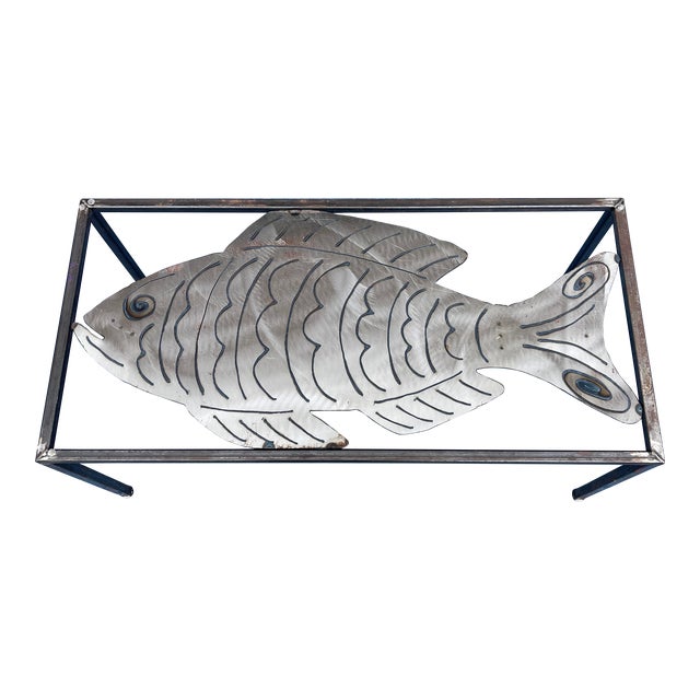 Vintage Torch Cut & Welded Steel Aquatic Style Fish Coffee Table | Chairish
