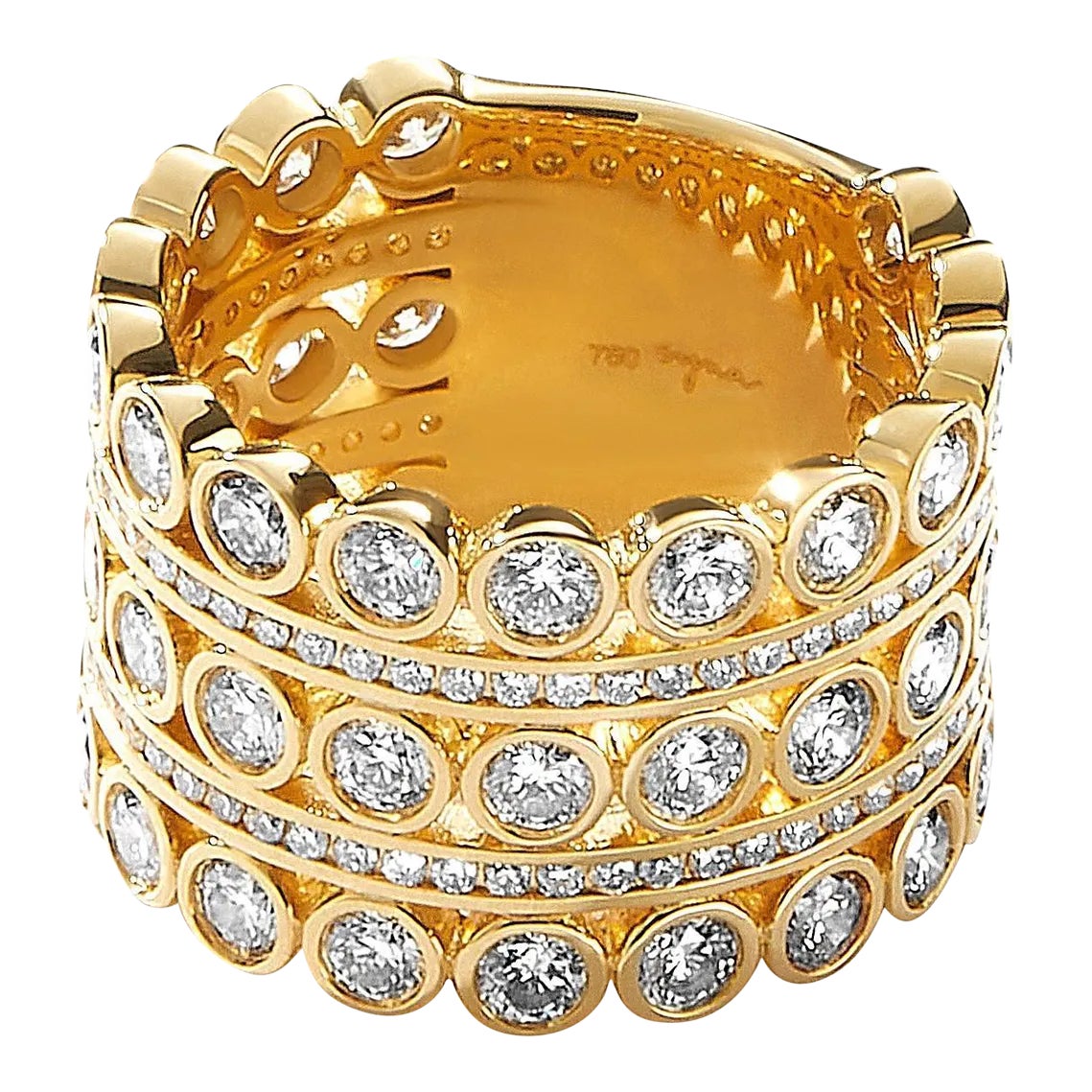 Syna Yellow Gold Band with Diamonds | Chairish