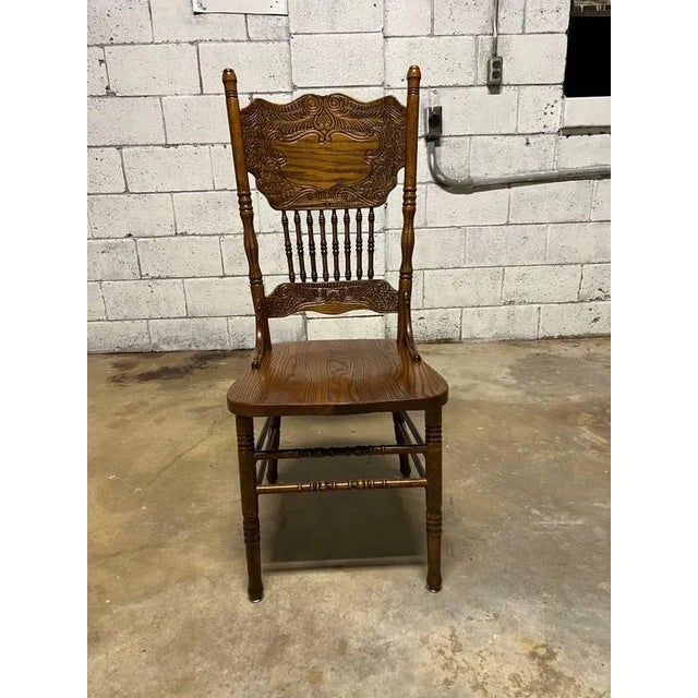 Mid 20th Century Set of Four Vintage Solid Pressed Back Tiger Oak ...