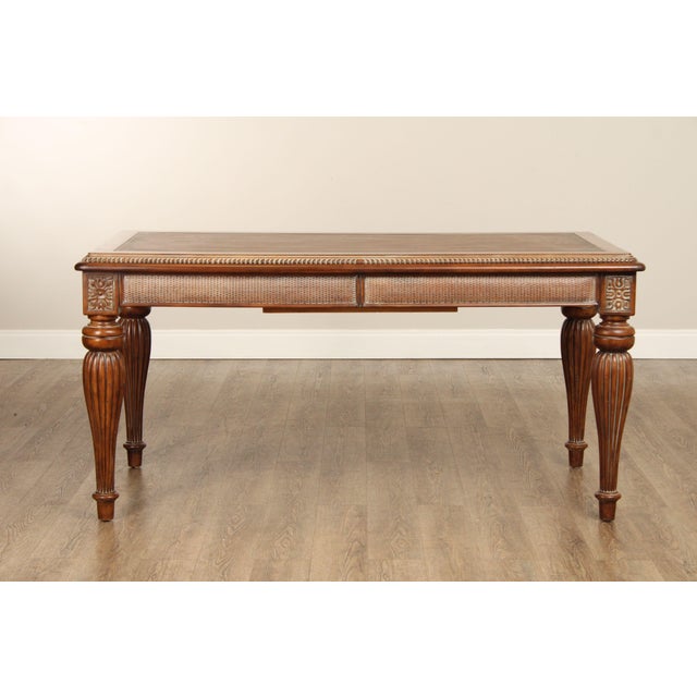 British Colonial Style Leather Top Writing Desk | Chairish